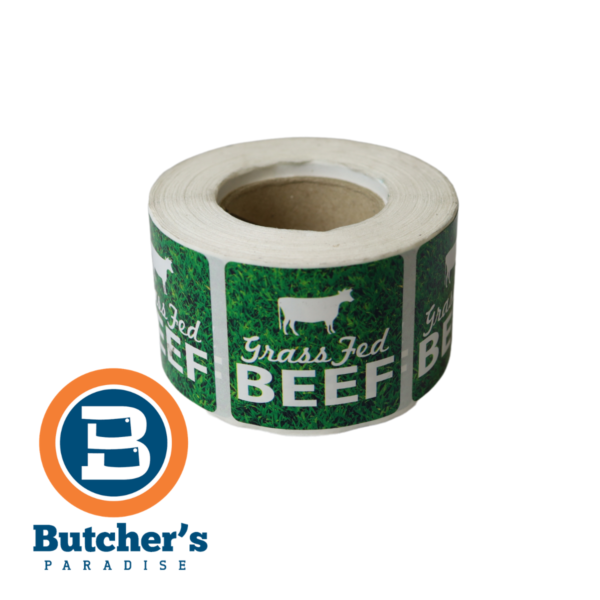 Butcher Sticker Roll 45x45mm Grass Fed Beef Green White 500pcs ...