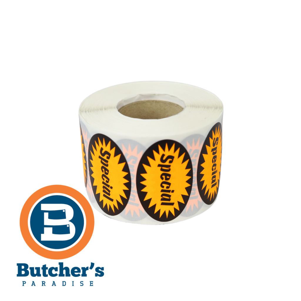 Butcher Sticker Roll 52x32mm Special Orange 1000pcs | Butchers Paradise
