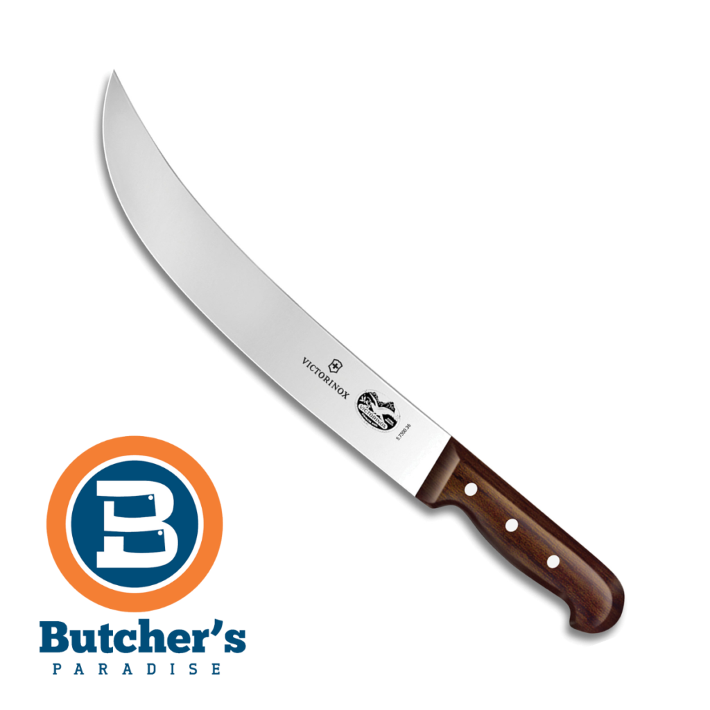 Butcher's Victorinox Wooden Handle Curved Blade Steak Knife 36cm ...